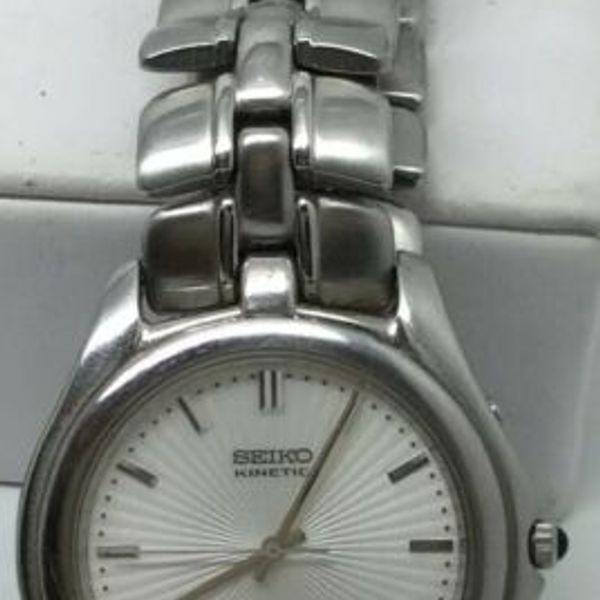 SEIKO KINETIC ALL STAINLESS STEEL WATCH 4M21-0B40 Sapphire Crystal Runs ...