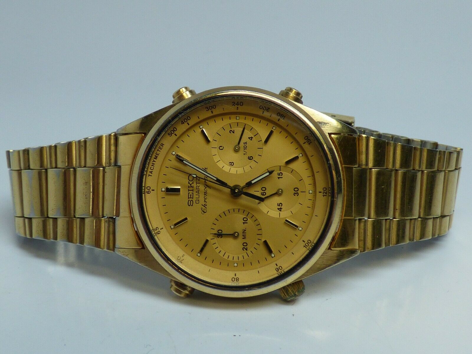 SEIKO Quartz Chronograph-Vintage-7A28- 7029 A4-Gold Tone-Vintage-tachymeter | WatchCharts