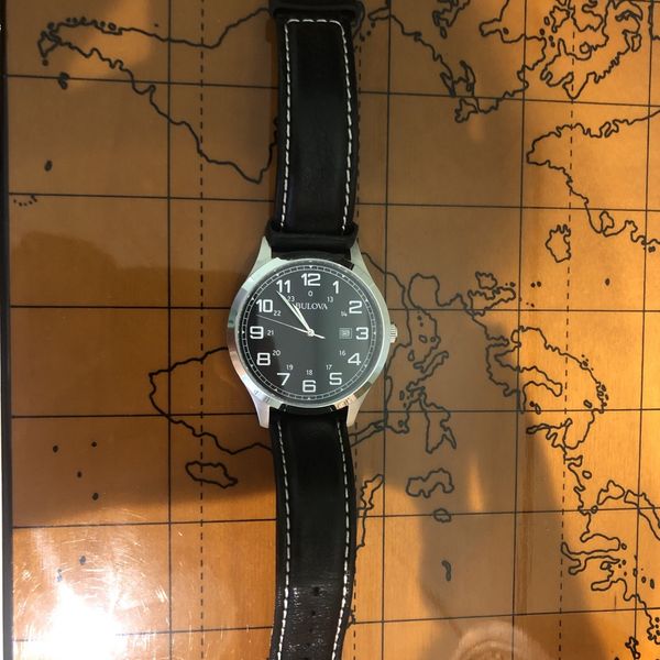 Bulova Menâ s Watch - 96B276 - Great Condition - Black Leather Strap ...