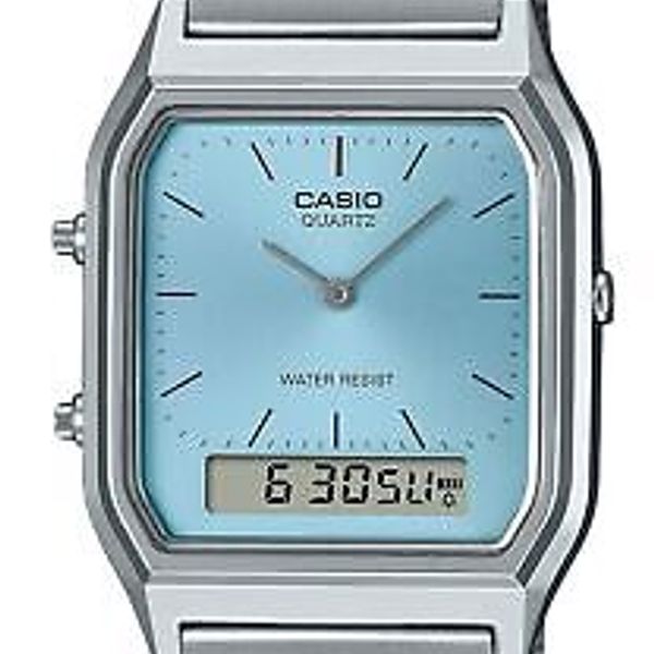Casio Vintage Analog Digital Turquoise Blue Dial Quartz AQ-230A-2A1 ...