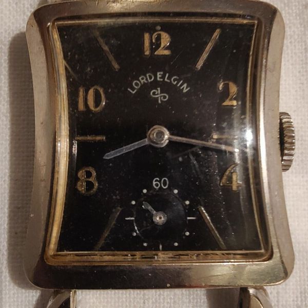 1940s/50s MEN'S LORD ELGIN 14K WHITE GF 21J HAND WIND ART DECO ...
