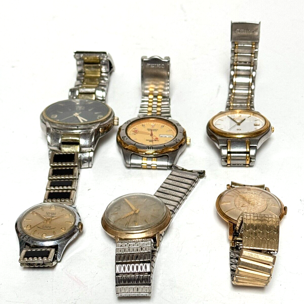 Lot of 6 Watches for parts or repair - Gruen,Bulova,Seiko,Seiko,Semag ...