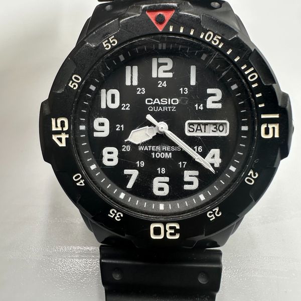 Casio Watch Men All Black Date Window 43MM Round Dial MRW-200 New ...