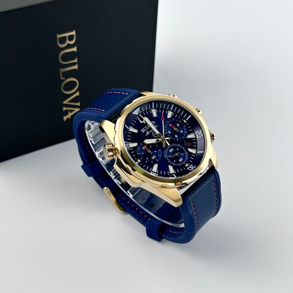 Bulova Men's Marine Star 97B168 Blue Dial Chronograph Quartz Watch ...