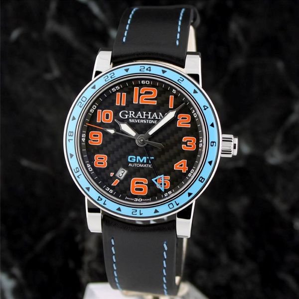 fs: NEW Graham Silverstone Time Zone GMT Racing Blue ~Carbon Fiber Dial ...