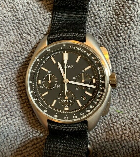 Bulova 96B251 Moon Apollo Lunar Pilot Special Edition Men Watch - Black ...