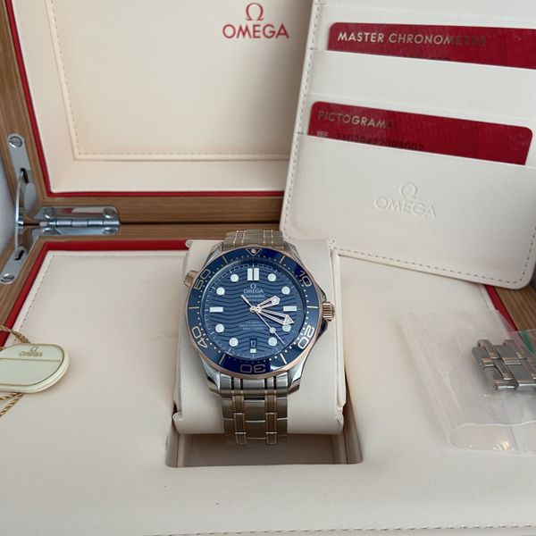 Omega Blue Seamaster Pro 300m Diver Two Tone Rose Gold | WatchCharts ...