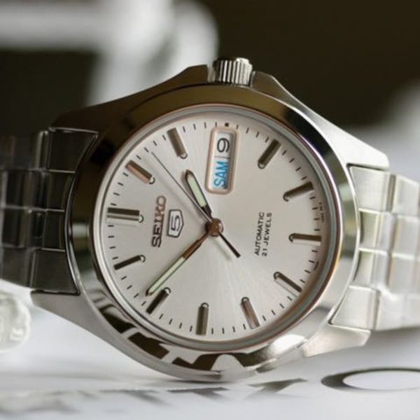 [BNIB] Seiko 5 SNKK87K1 Automatic White Dial Watch Stainless Steel ...