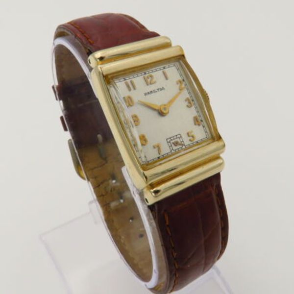 VINTAGE HAMILTON 14K GOLD FILLED MECHANICAL SQUARE FACE MENS WATCH ...