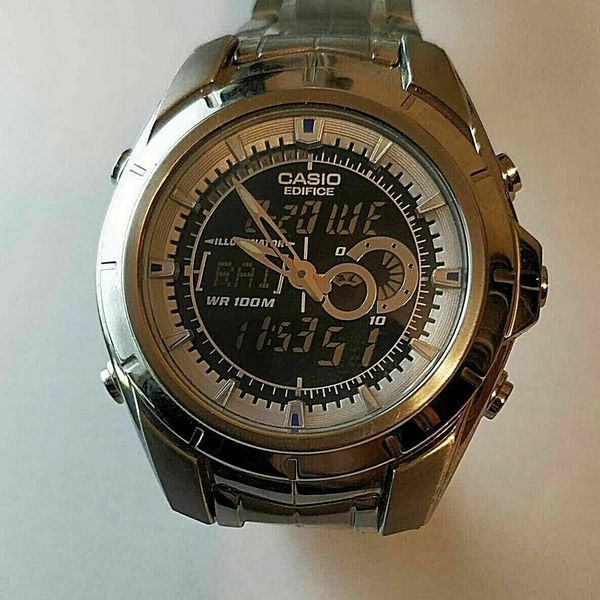 Casio Edifice EFA-119 Mod: 4334 Stanless Steel 100WR Chrono Combo Men's ...