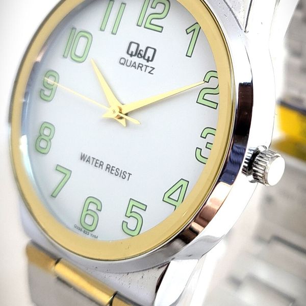 CITIZEN Q&Q $160 MEN'S SILVER CASE 2-TONE BAND WHITE DIAL 38MM WATCH Q398-823Y* | WatchCharts ...