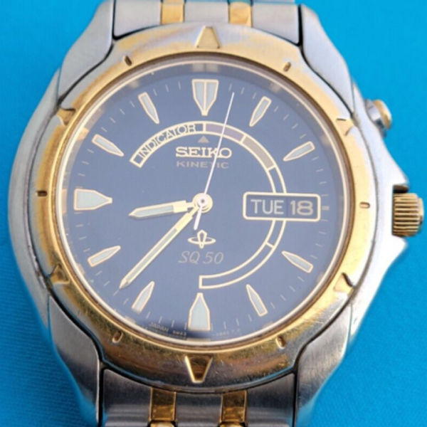Vintage Seiko Kinetic SQ 50 Day/Date Excellent Two Tone Rare Men's ...