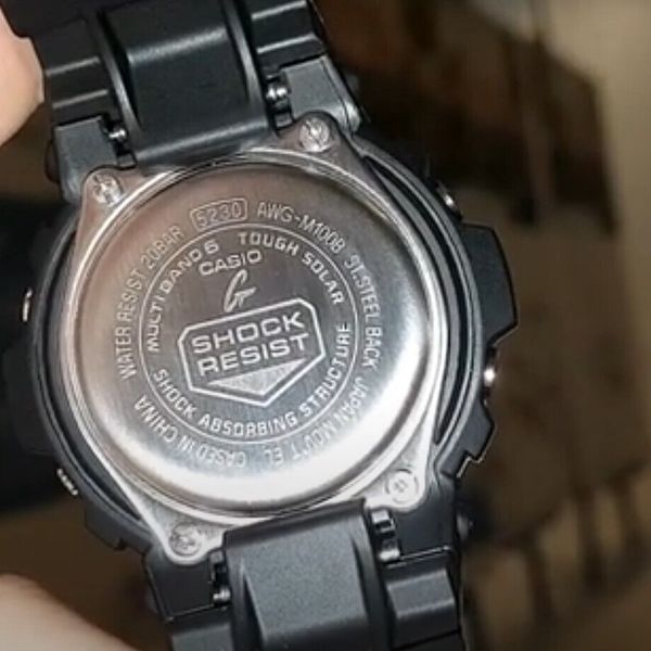 Casio Men's Quartz Date Stopwatch Black Resin Band Watch 52 MM AWGM100 ...