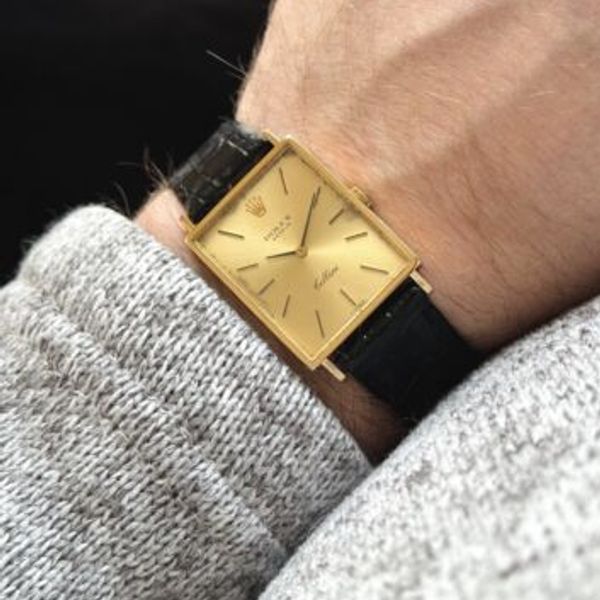 Rolex Cellini 18k Gold Tank Watch Reference 3999 Manual Winding ...