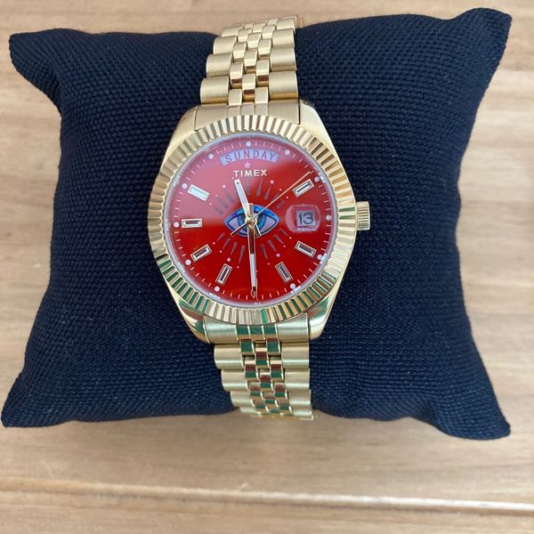 Timex x Jacquie Aiche Tribe Eye Red Agate Dial Bracelet Watch 36mm ...