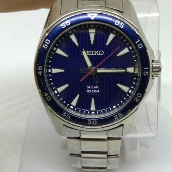 Seiko Solar Blue Dial Stainless Steel Men's Watch SNE391 #6 ...