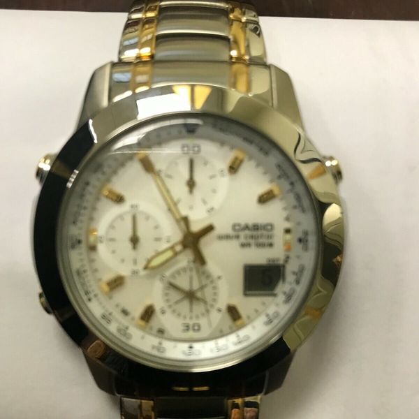 Casio Wave Ceptor WVQ560D-7 Two Tone Stainless Steel-Gold Men's ...
