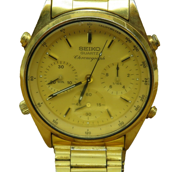 Vintage Seiko Gold Tone Quartz Chronograph 37mm Watch 7A28-7029 / 15 jewels | WatchCharts ...