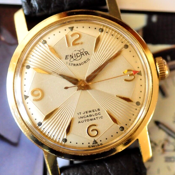 Rare Vintage Enicar Ultrasonic Automatic Watch Orig. FANCY Dial Runs ...