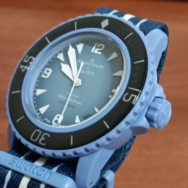 Blancpain x Swatch Scuba Fifty Fathoms Atlantic Ocean Blue Dial Watch ...