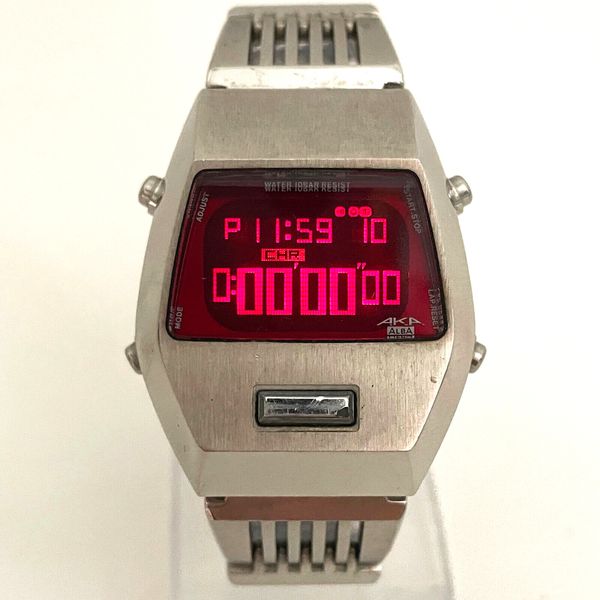 Seiko AKA W670-4000 LED Watch space chronograph silver mens helmet ...