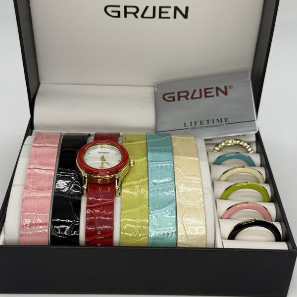 VINTAGE LADIES GRUEN WATCH INTERCHANGEABLE BANDS QUARTZ NEW OLD STOCK ...