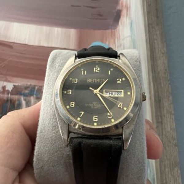 Vintage Benrus Advance Menâ s Watch Day Date- Working Well - New Band ...