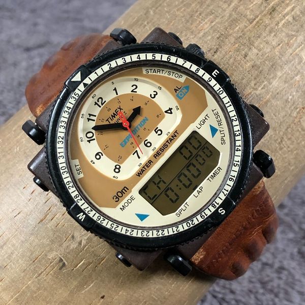 Timex Expedition Men Zulu Compass Leather Quartz Analog Digital Watch 7 ...
