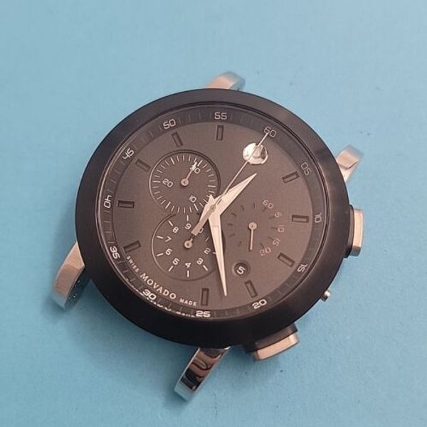 Men's Movado Chronograph 07.1.14.1162 Black Dial 43mm Needs a Stem ...