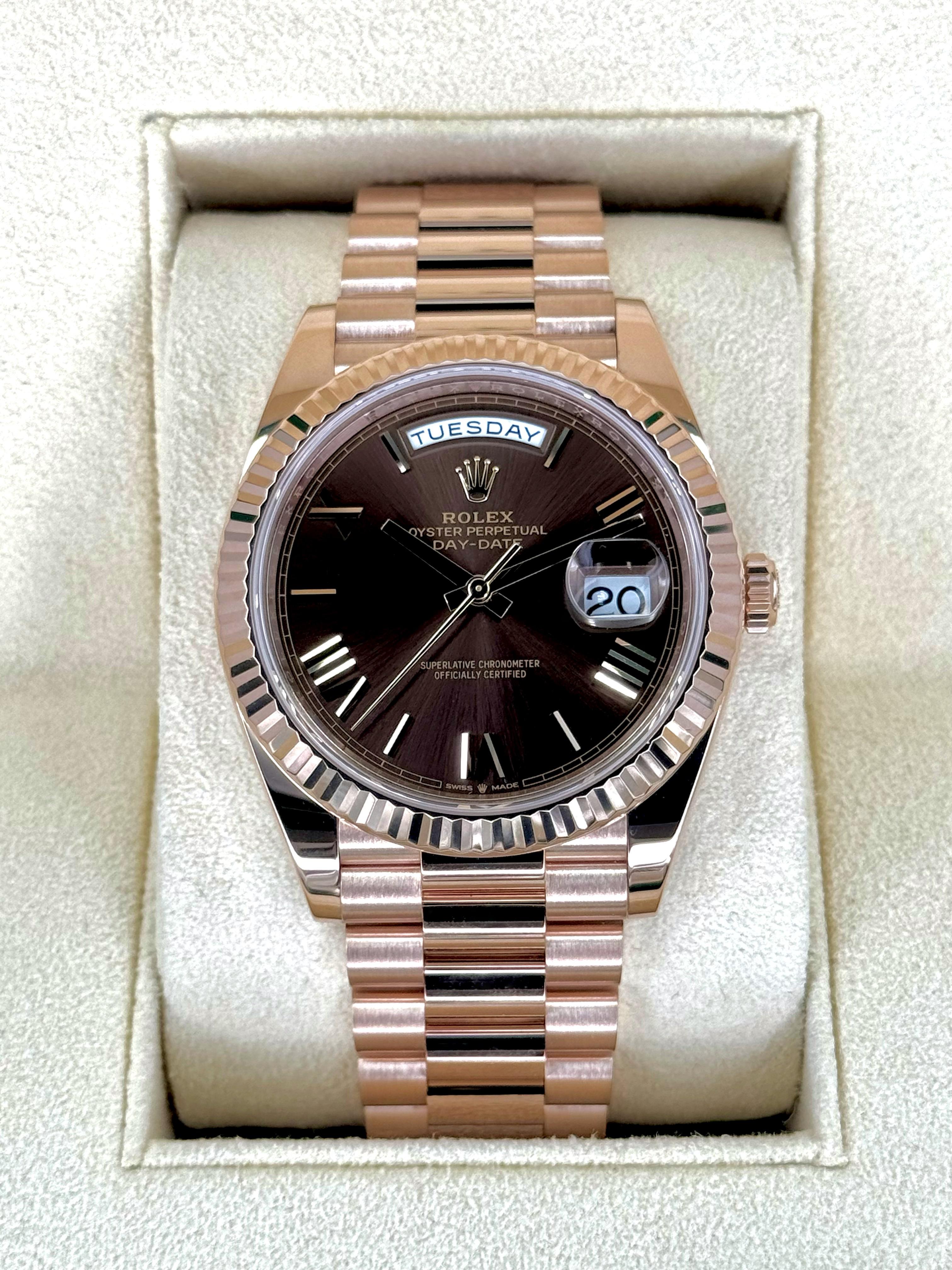 FSOT:2023 Rolex Day-Date 40mm 228235 Presidential Rose Gold Chocolate ...