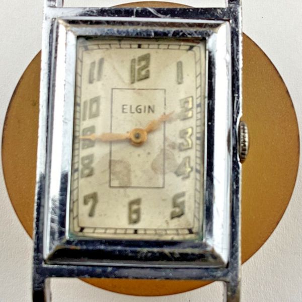 Vintage Menâ s Elgin 7 Jewel Tank Style Watch Starts Stops Parts Repair ...