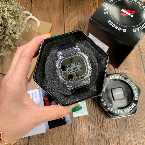 NEW G-Shock DW5600SK-1 Digital Clear Gray Resin Strap Men's Watch ...