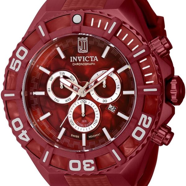 New Invicta Jason Taylor 60mm Swiss Quartz Chronograph Burgundy Resin ...