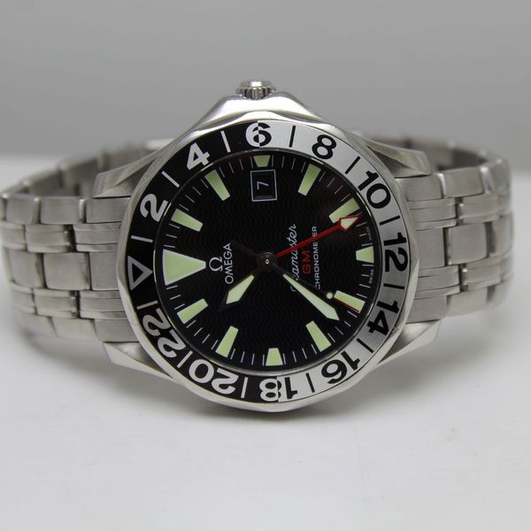 Omega Seamaster Pro 300M SMP GMT Full Size 41mm Black Wave Sword Hands ...