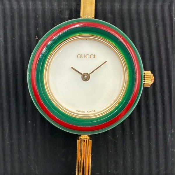 GUCCI Change Bezel 12 Colors Gold Women's Watch S Size Working ...