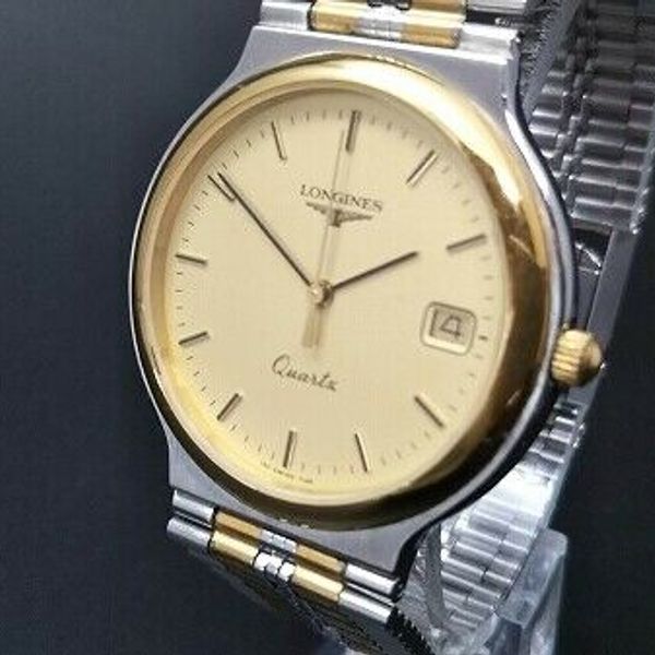 LONGINES 156 / 7148 Quartz Watch Date 18K Gold Plated SWISS MADE [6089A ...