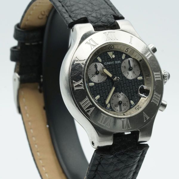 Cartier Chronoscaph 2424 Steel 38mm Quartz Chrono Men's Watch with ...