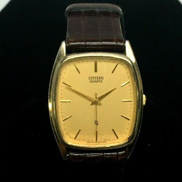 Citizen Men's Quartz Watch Gold Tone Rectangle Case Movement 4031 A ...