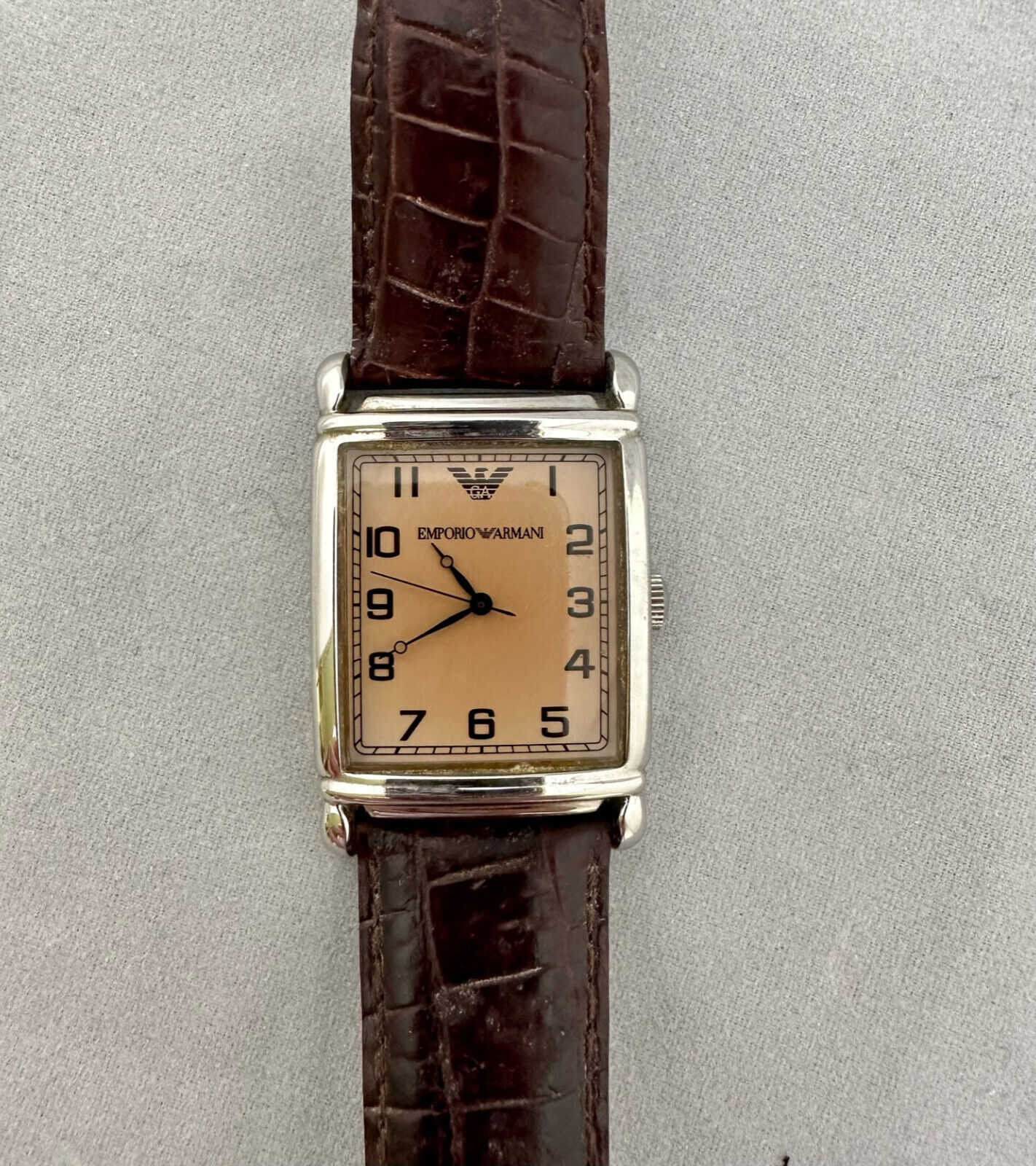 Emporio Armani Gentleman s Stainless Steel Tank Watch AR 0203 Original Strap WatchCharts Marketplace