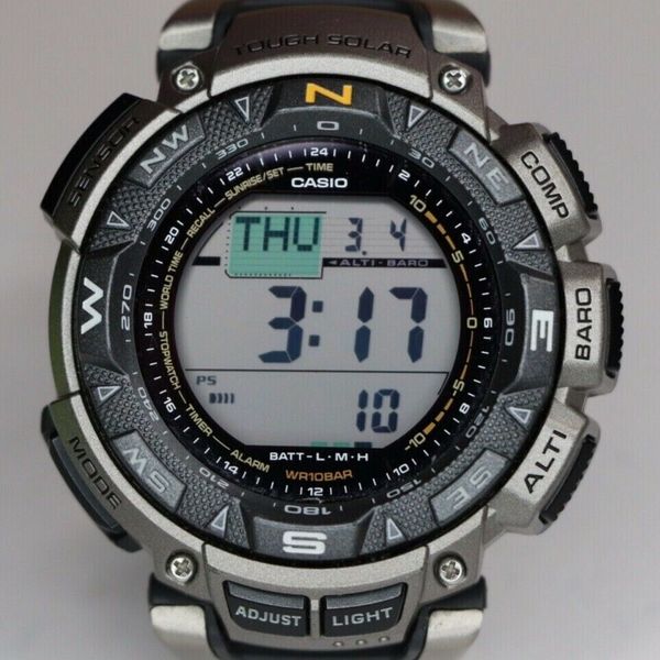 CASIO Pro Trek Mens Solar Powered Multi functional Watch 100 M PRG-240T ...
