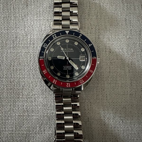 Pre Owned Bulova Oceanographer GMT 41mm Pepsi Devil Diver 96B405 ...