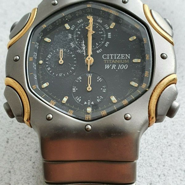 Citizen Titanium Chronograph WR100 Gold 18 Karat | WatchCharts Marketplace