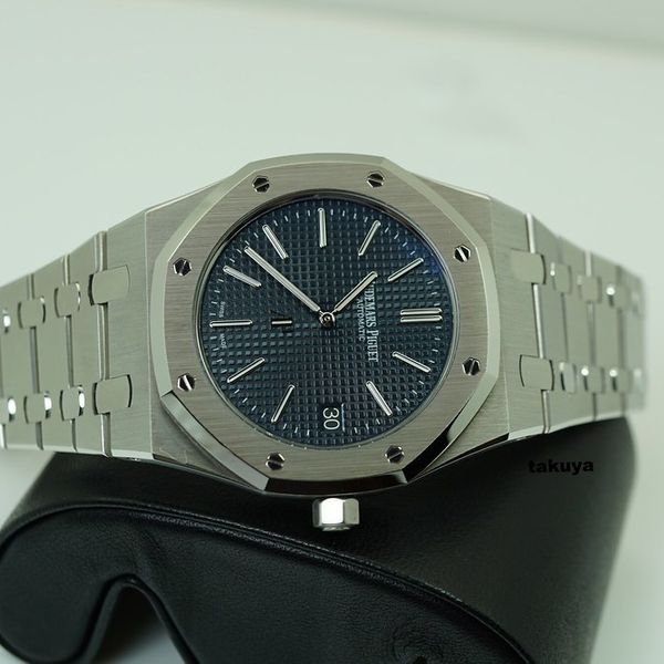 FSOT:MINT Audemars PIGUET ROYAL OAK JUMBO ULTRA THIN 15202 SS BLUE J ...