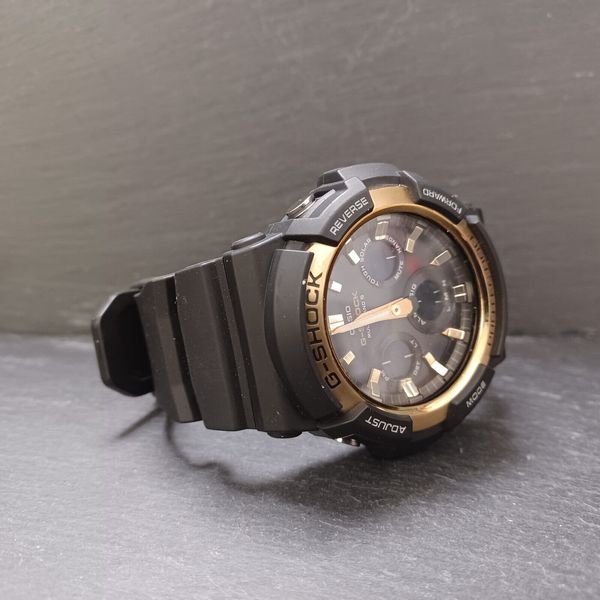 Casio G-Shock 5444 GAW-100B Watch Solar Black Gold Rubber Strap ...