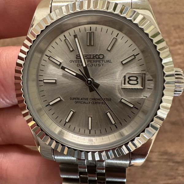 CUSTOM SEIKO MOD SILVER DATEJUST 40MM SAPPHIRE CRYSTAL AUTOMATIC ...