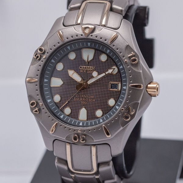 Rare - Citizen Solar-Tech 180 39mm Men's Titanium Solar Watch 7875 ...