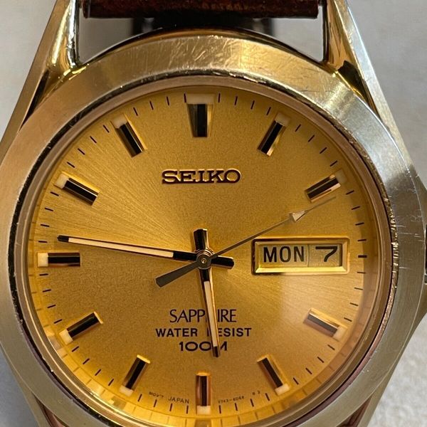 Vintage SEIKO Sapphire Quartz Gold Plated V743-8B50 Quickset Day Date Watch | WatchCharts ...