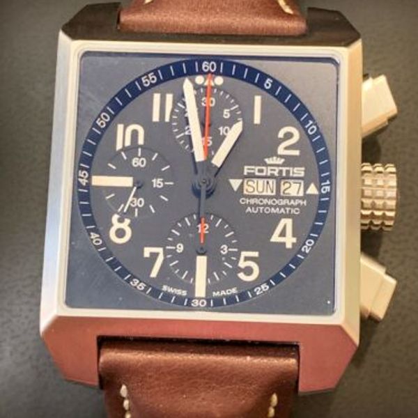 FORTIS SQUARE AUTO CHRONOGRAPH 667.10.141 100M PILOT WATCH + BOX ...