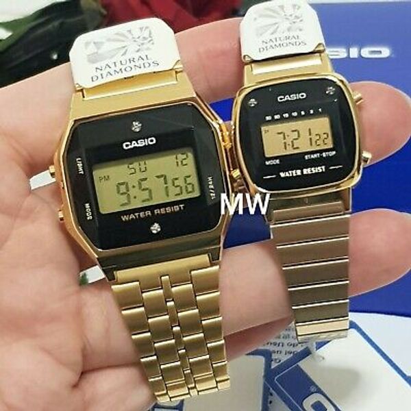 Vintage Casio A159WGED LA-670WGAD Natural diamonds Gold Japan Lover ...