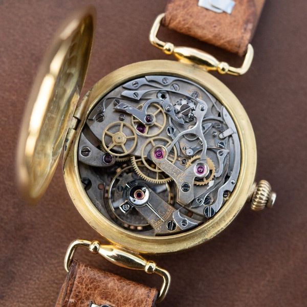 1930 Longines 13.33z Pulsations 18k Trench Rare first wrist chronograph ...